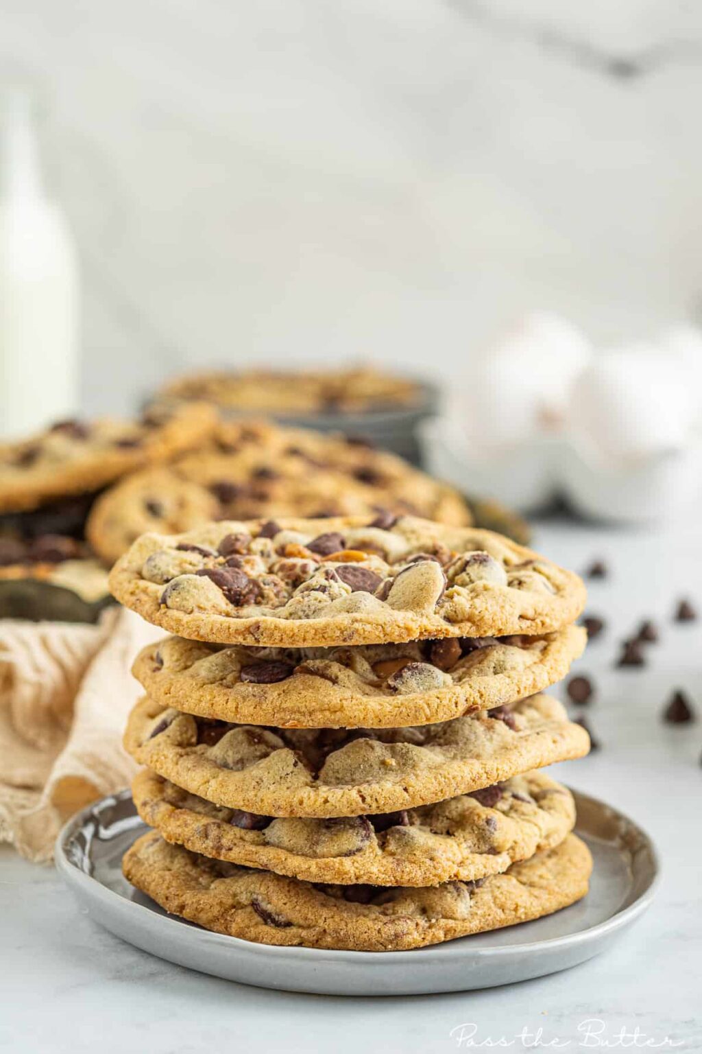 Chocolate Chip Cookies with Toffee Bits - Pass The Butter